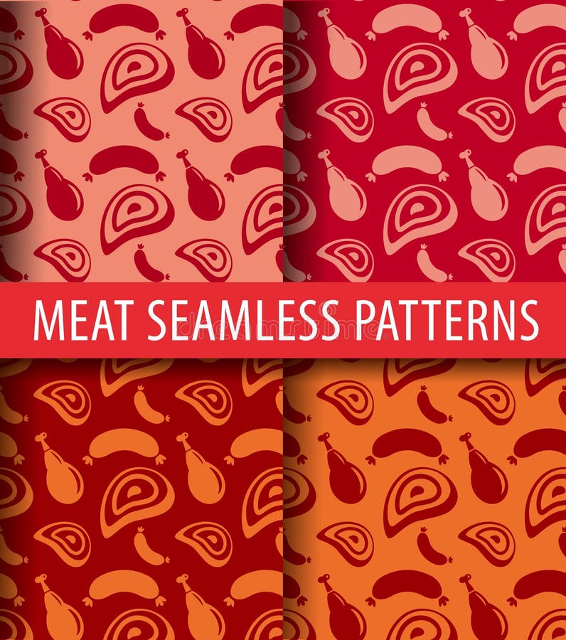 Sausages and meat patterns stock illustration. Illustration of pork ...