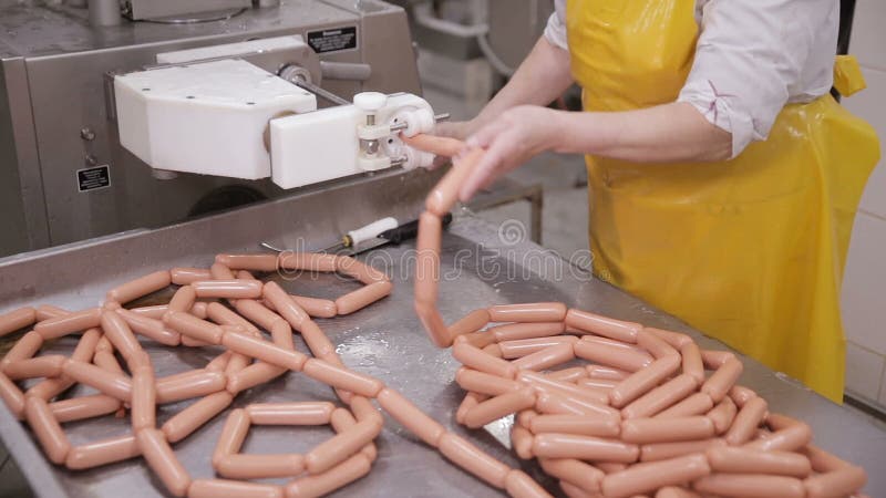Sausages Production at the Meat Processing Factory. Stock Video - Video ...