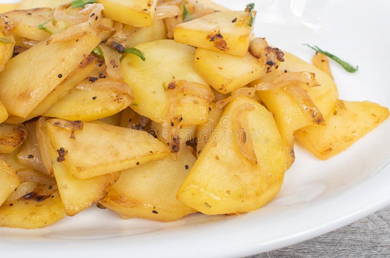 Sauteed Potatoes with Spring Onions Stock Image - Image of restaurant ...