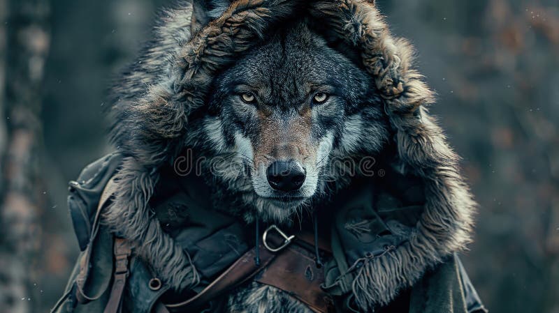 Savage Style, Ferocious Wolf Dressed for the Hunt. Generative Ai Stock ...