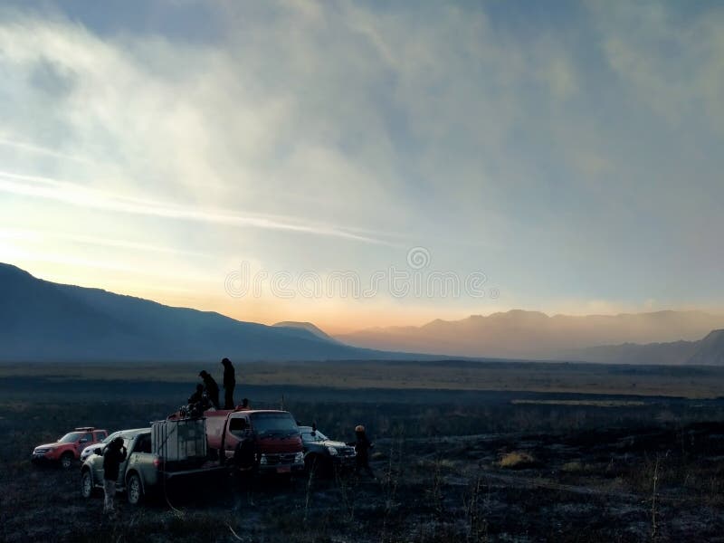 Savanna in the Afternoon after the Intense Fire in September Stock ...