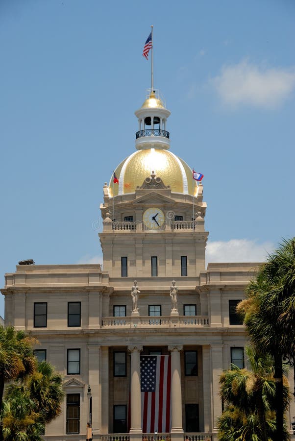 Savannah City Hall stock photo. Image of dome, flag, savannah - 19580570