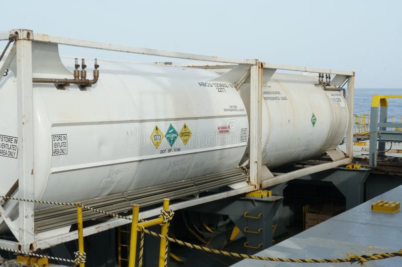 Two White Container Lashed with Bars and Twist Locks on Deck of Ship ...
