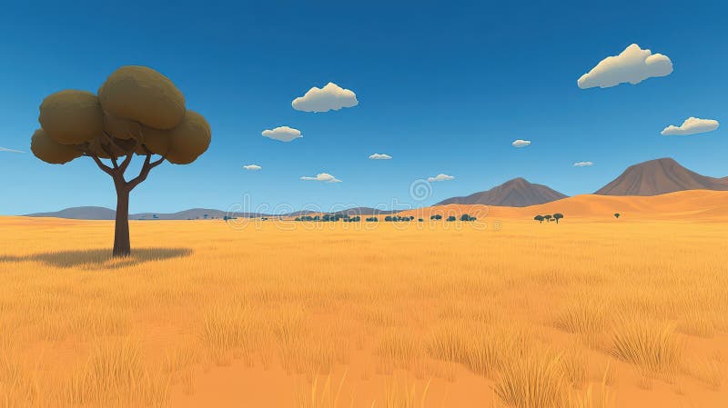 Savannah Landscape, Golden Grasslands Stock Photo - Image of field ...