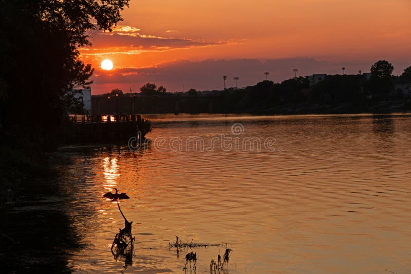 Savannah River in Augusta in Sunset Stock Image - Image of dawn, lake ...