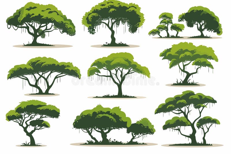 Savannah Trees Set Isolated Vector Style Stock Vector - Illustration of ...