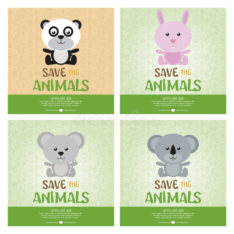 Save the Animals stock vector. Illustration of funny - 62111163