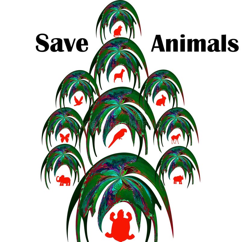 Save Animals Vector Poster with Burning Fire. Stock Vector ...
