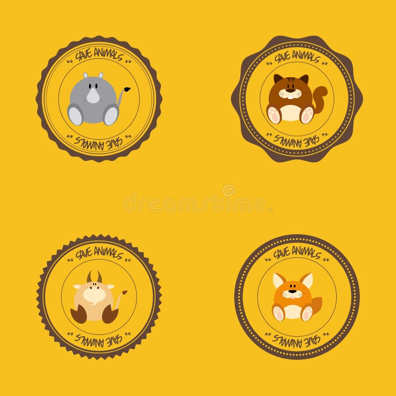 Save Wild Animals Labels Stock Illustrations – 13 Save Wild Animals ...