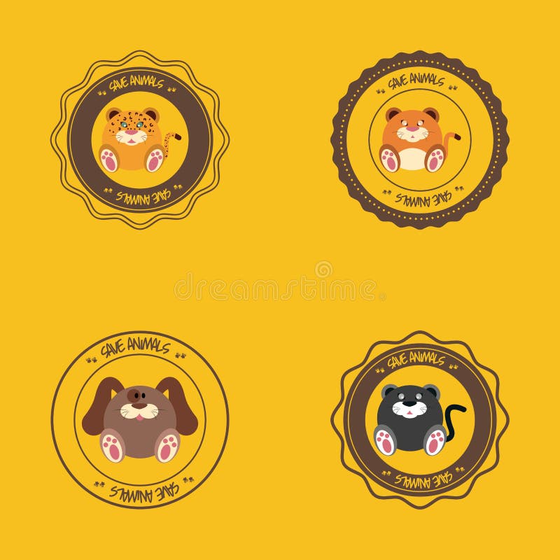 Save Wild Animals Labels Stock Illustrations – 13 Save Wild Animals ...