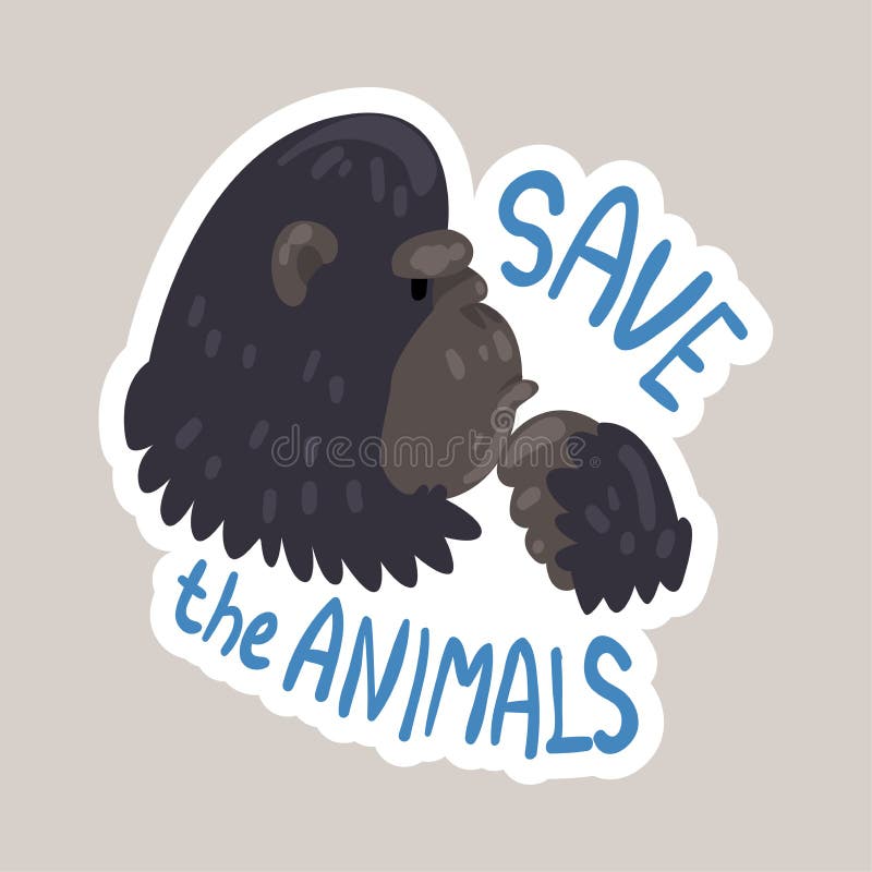 Save the Animals Tagline Sticker Cartoon Vector Illustration Stock ...
