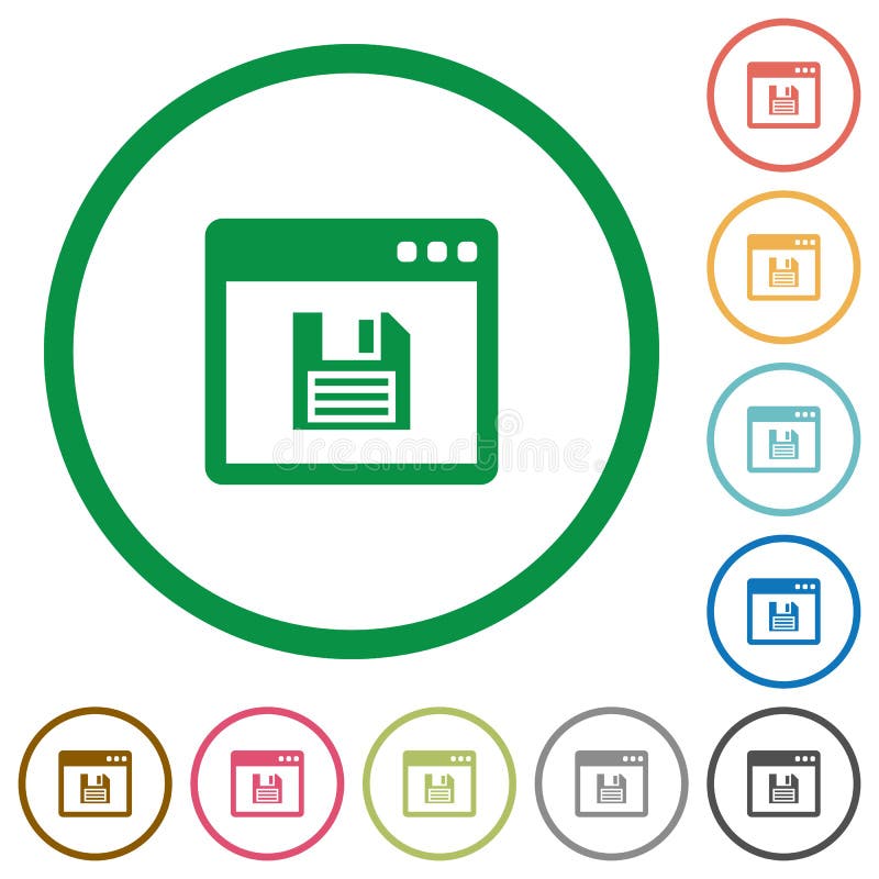 Save Application Flat Icons with Outlines Stock Vector - Illustration ...