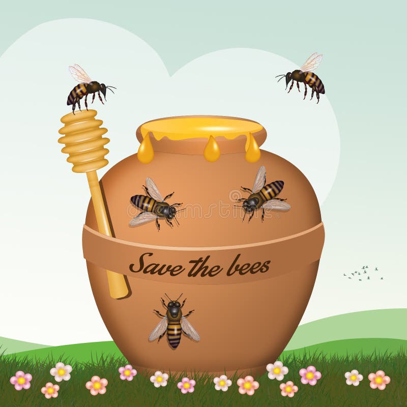 Save the Bees - Funny Vector Text Quotes and Bee Drawing. Stock Vector ...
