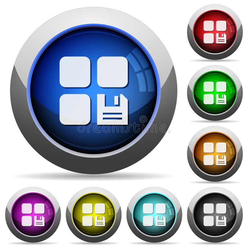 Save Component Round Glossy Buttons Stock Vector - Illustration of ...