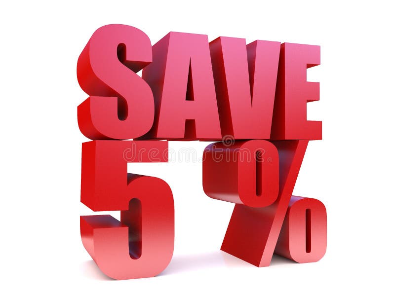 Save 5 3d Text Symbol. 3d Rendering Stock Illustration - Illustration ...