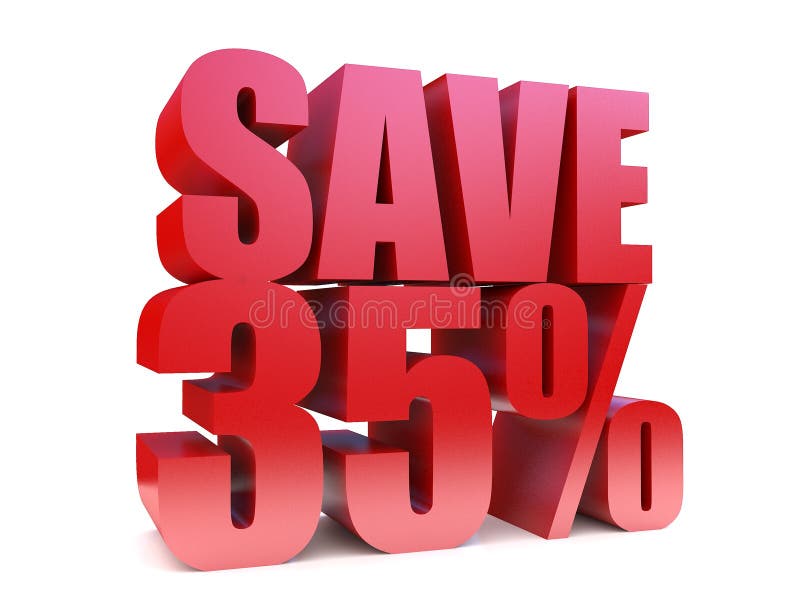 Save 35 3d Text Symbol. 3d Rendering Stock Illustration - Illustration ...