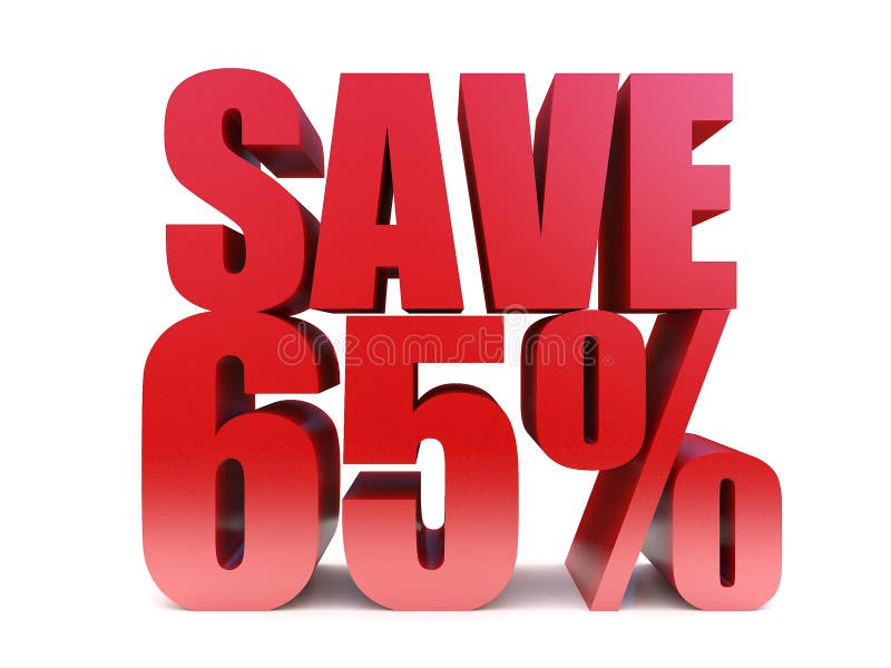 Save 65 3d Text Symbol. 3d Rendering Stock Illustration - Illustration ...