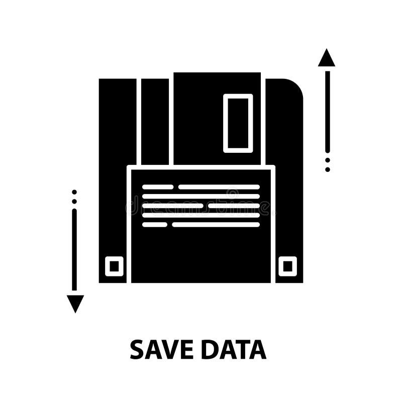 Save Data Icon, Black Vector Sign with Editable Strokes, Concept ...