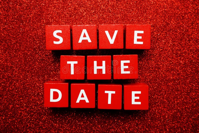 Save the Date Alphabet Letter on Red Glitter Background Stock Photo ...
