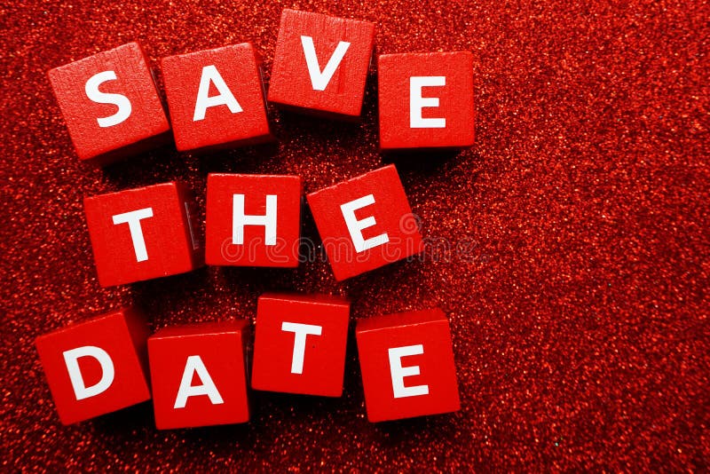 Save the Date Alphabet Letter on Red Glitter Background Stock Photo ...