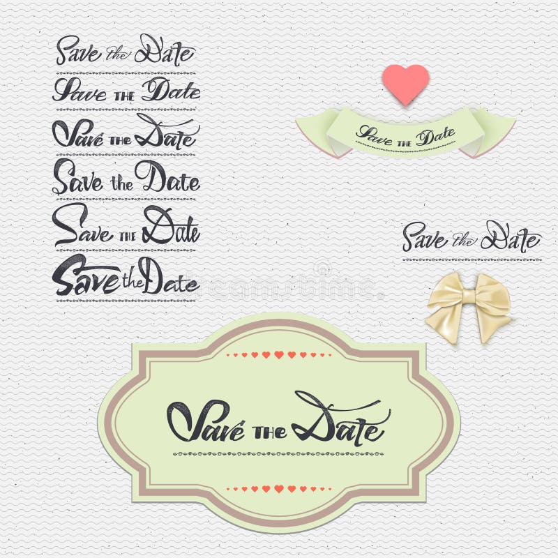 Save the Date - Calligraphic Lettering Badge Label for Design ...