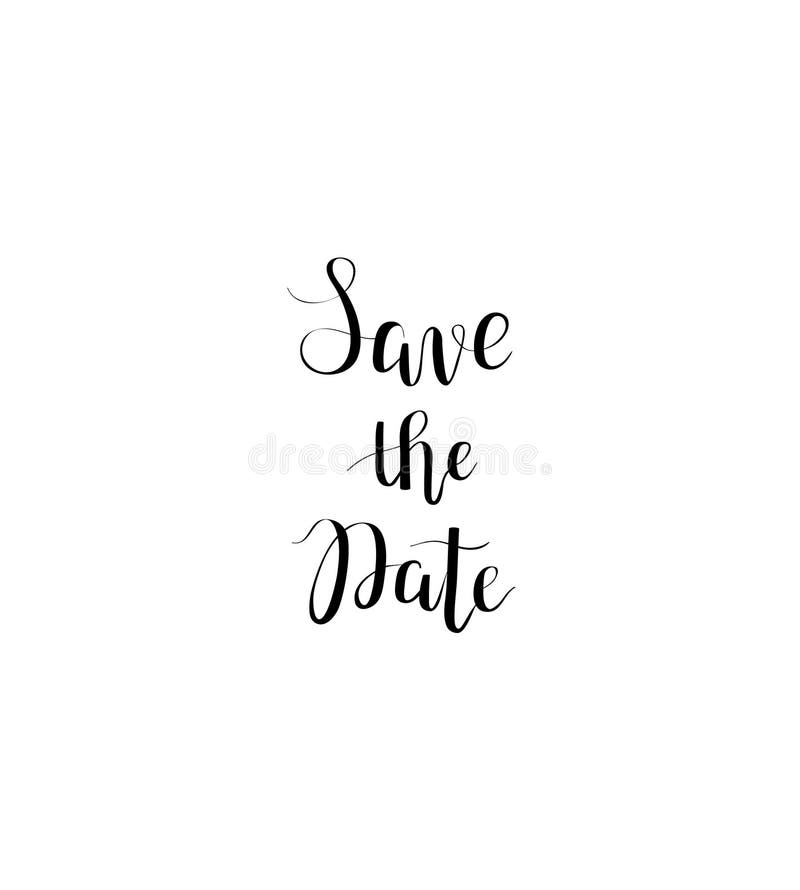 Save the Date Calligraphy Digital Drawn Imitation Stock Illustration ...