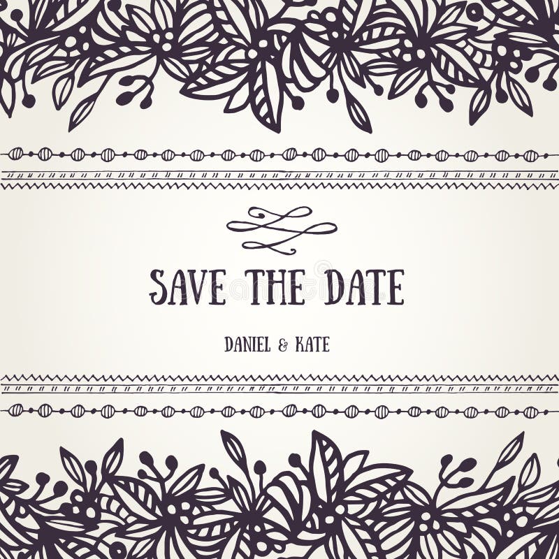 Save the Date Card Template Stock Vector - Illustration of frame ...