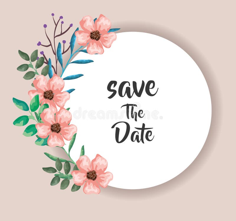 Save the Date Circular Frame Stock Vector - Illustration of beautiful ...