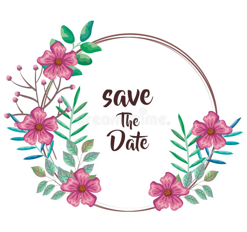Save the Date Circular Frame Stock Vector - Illustration of crown ...