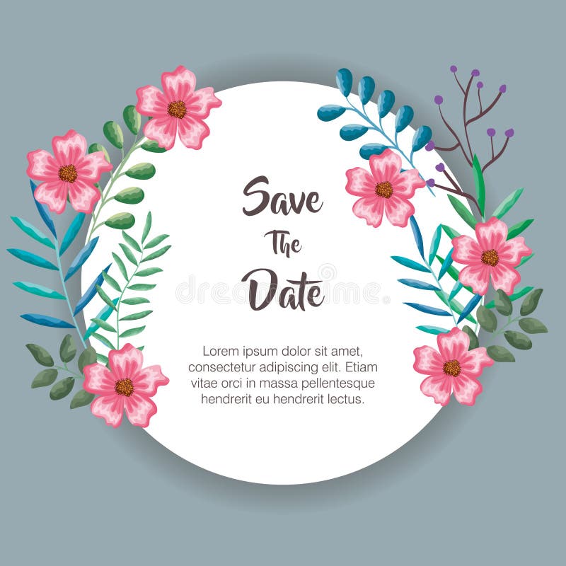 Save the Date Circular Frame Stock Vector - Illustration of floral ...