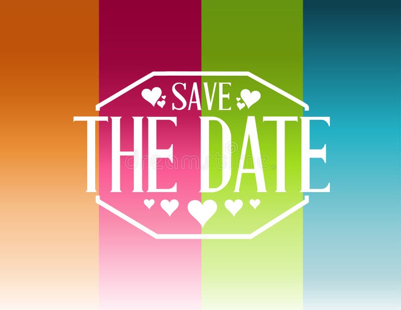 Save the Date Color Lines Card Illustration Stock Image - Image of ...