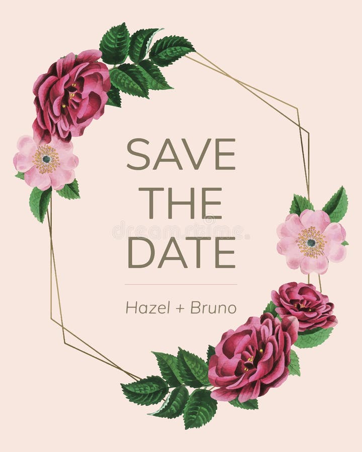 Save the Date with Floral Frame Vector Stock Vector - Illustration of ...
