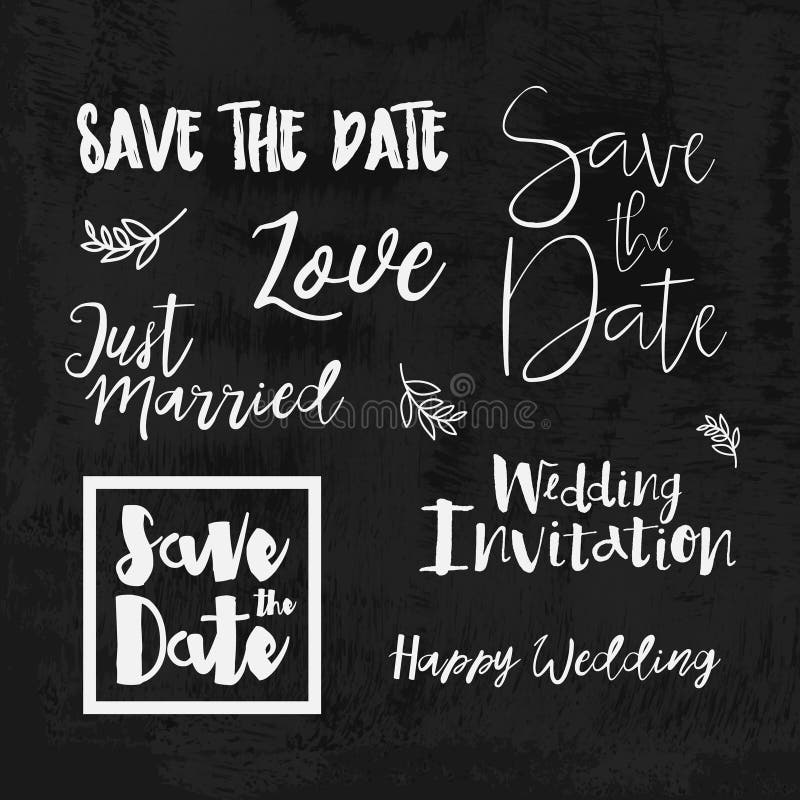 Save the Date Hand Lettering Logos. Set of Wedding Invitation Vintage ...