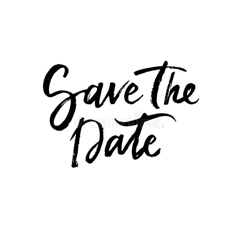 Save The Date Handwritten Lettering On White Background In Vector