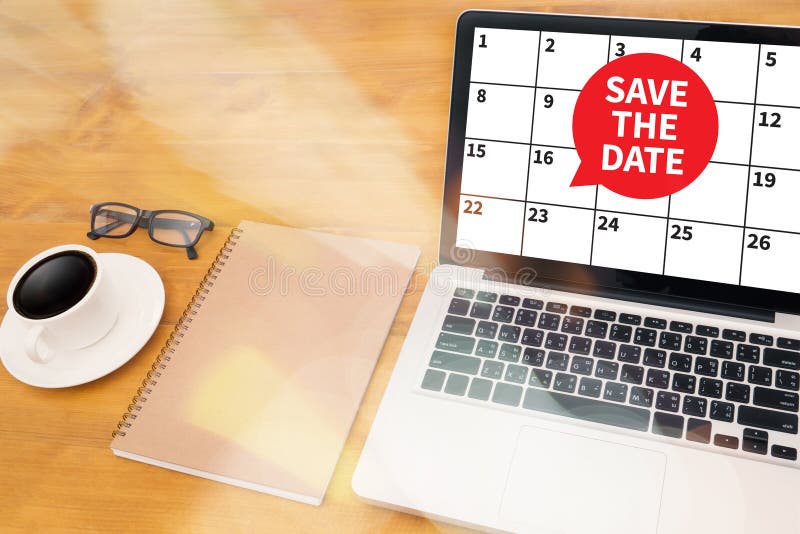 SAVE the DATE Message on Hand Holding To Touch a Phone, Top View Stock ...