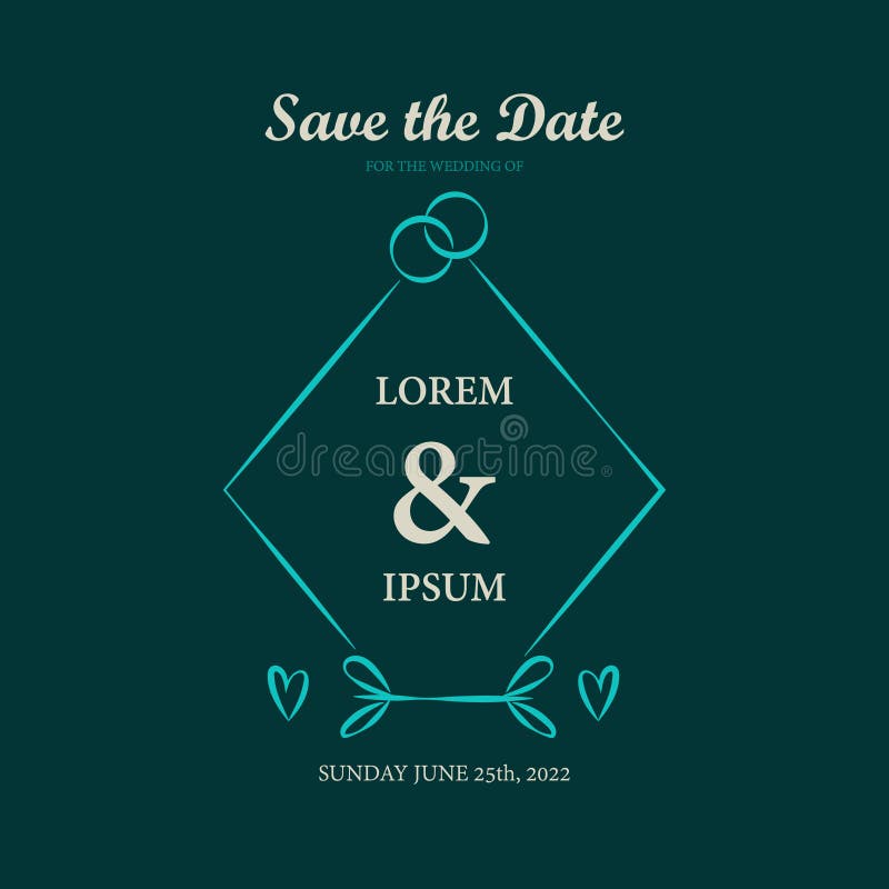 Save the Date Monogram Template Design on Dark Blue Background Stock ...