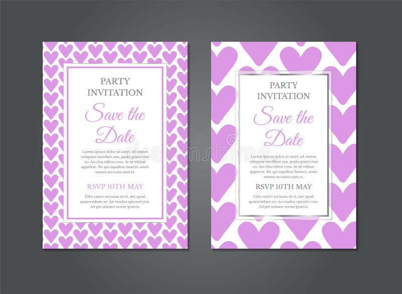Save the Date Pink Heart Invitation Design Stock Vector - Illustration ...