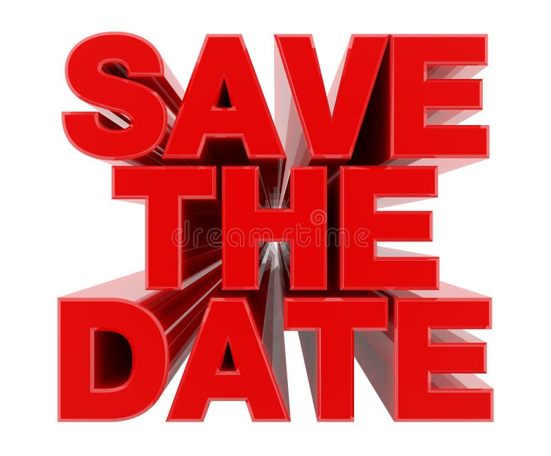 SAVE the DATE Red Word on White Background Illustration 3D Rendering ...