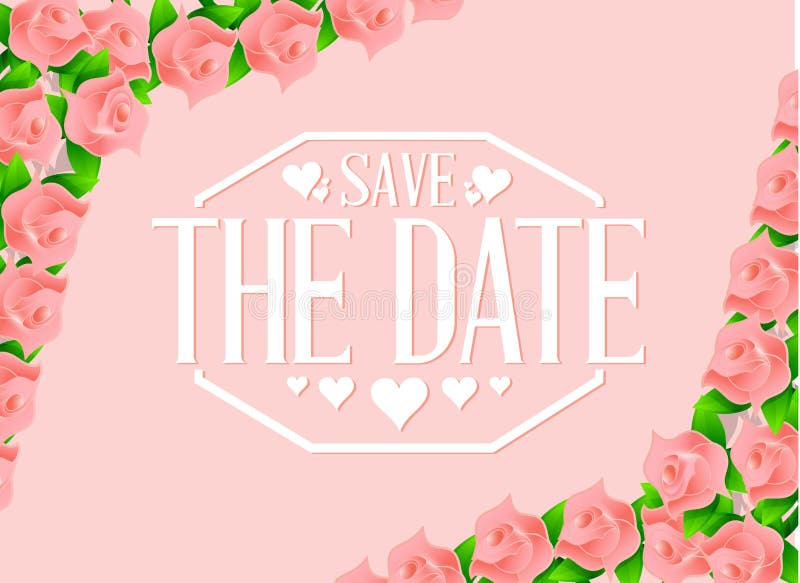 Save the Date Roses Border Background Sign Stock Illustration ...