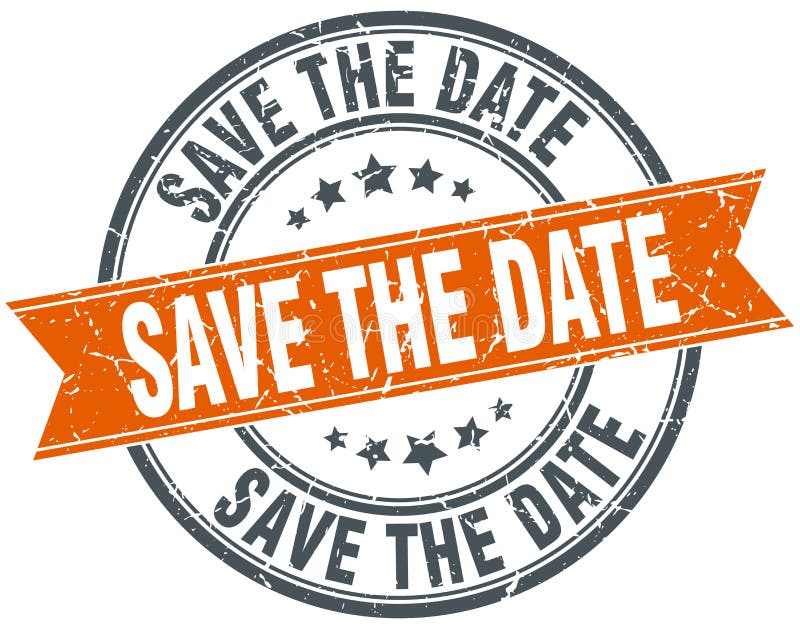Save the Date Round Orange Grungy Vintage Stamp Stock Vector ...
