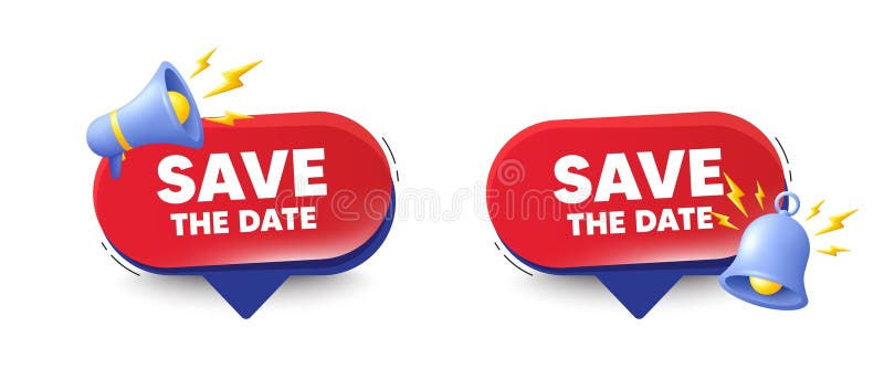 Save the Date Tag. Calendar Meeting Offer. Red Speech Bubbles. Vector ...
