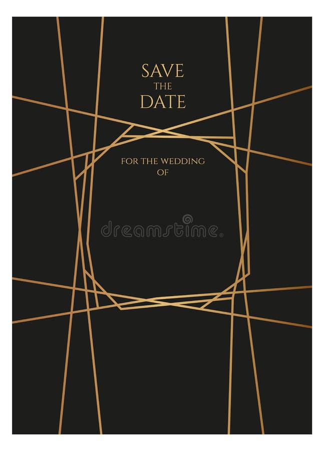 Save Date Template with Elegant Thin Golden Lines Stock Vector ...