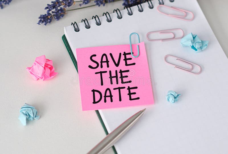 The Save the Date Text on Colored Sticky Notes Next To the Light Bulb ...