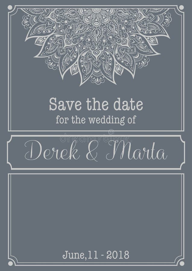 Save the Date. Typography Card with Ornament Decor. Stock Vector ...