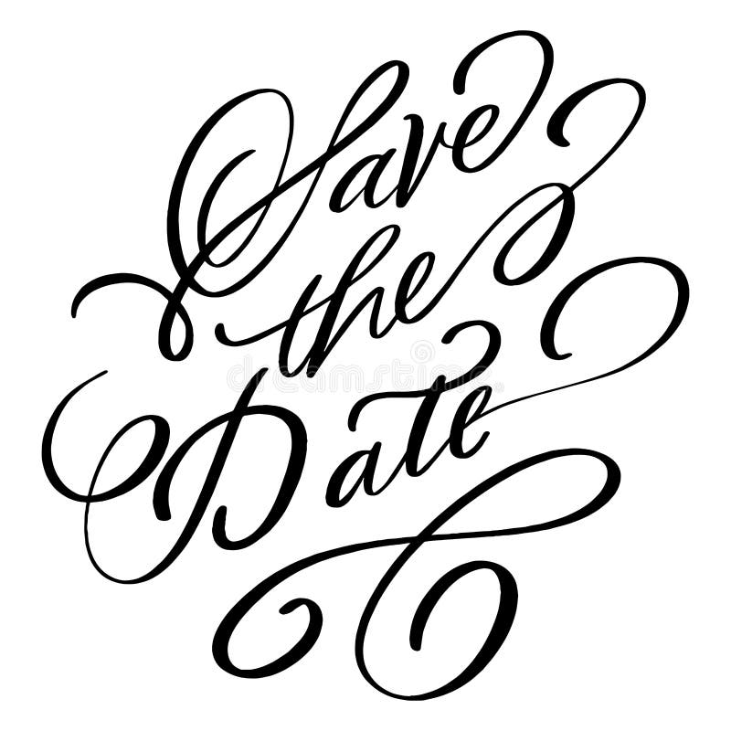 Save the Date Typography on White Background Stock Vector ...