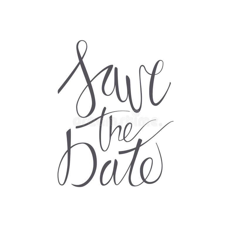 Save the Date Vector Lettering Text on White Background. Stock Vector ...