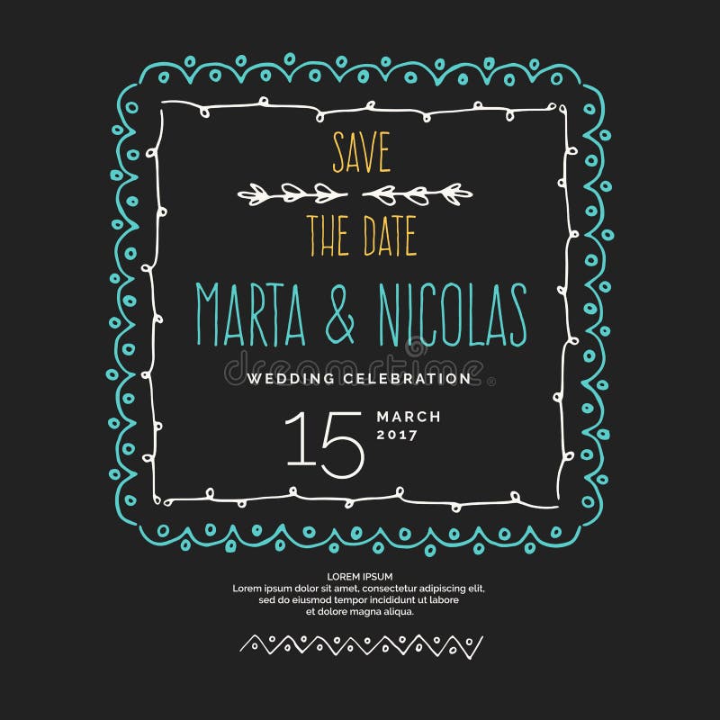 Save the Date. Vintage Vector Drawing Frames To Your Template. Stock ...