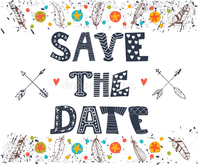 Save the Date. Wedding Invitation Card with Cute Background Stock ...