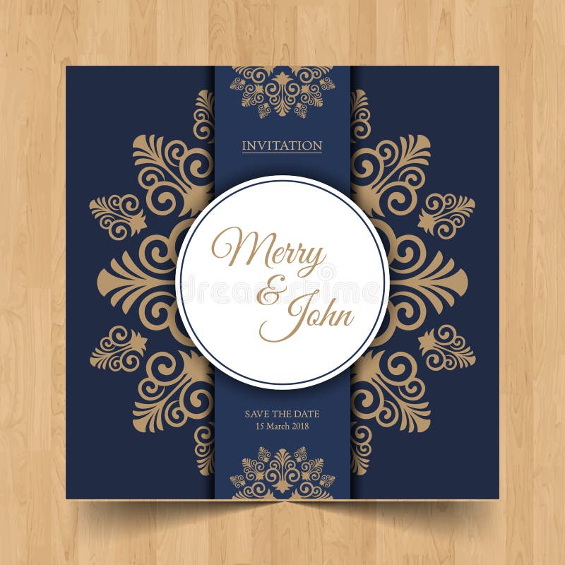 Save the Date Wedding Invitation Card Design with Flower Stock Vector ...