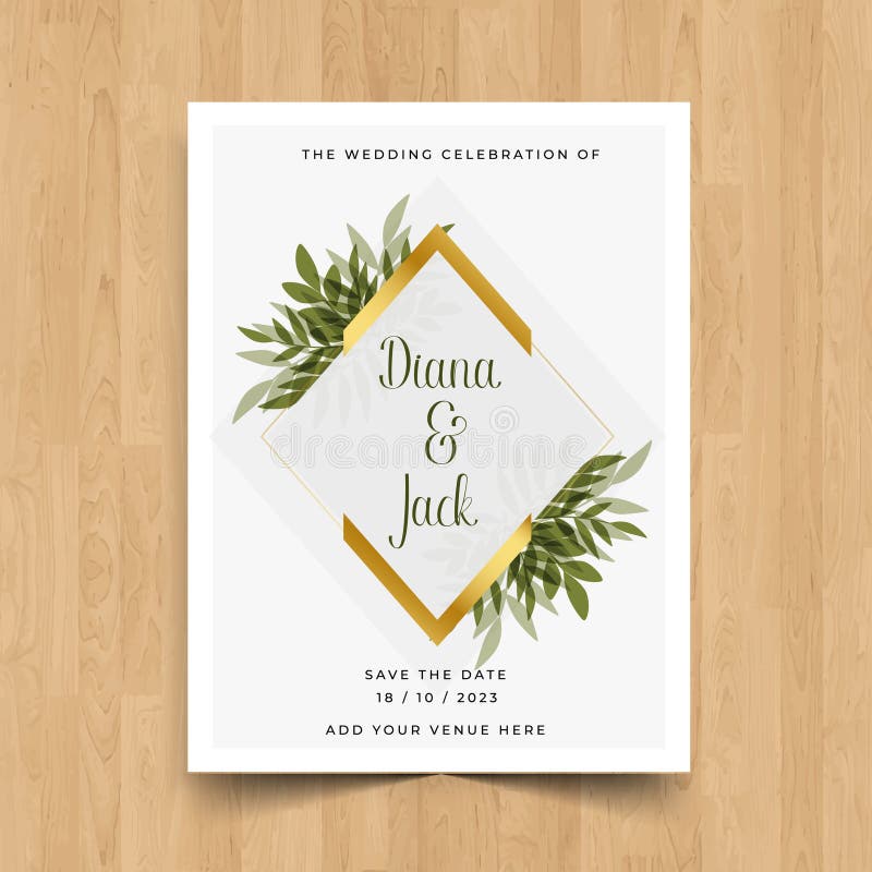 Save the Date Wedding Invitation Card Design with Flower Stock Vector ...